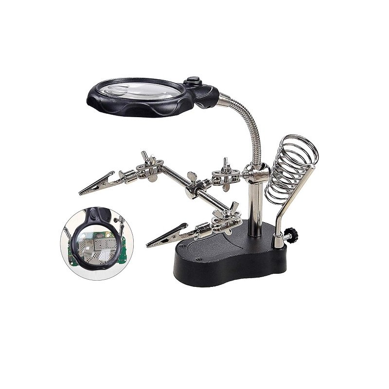 Lupa De Mesa Con Agarres Para Soldar + Luz Led Modelo Cod16126a ...
